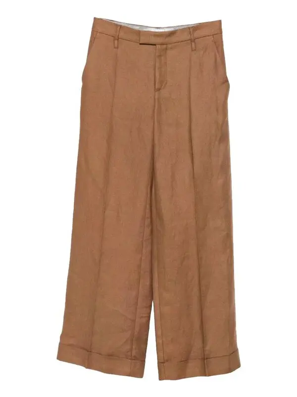 Brunello Cucinelli Pleated Turn-up Trousers - Brown