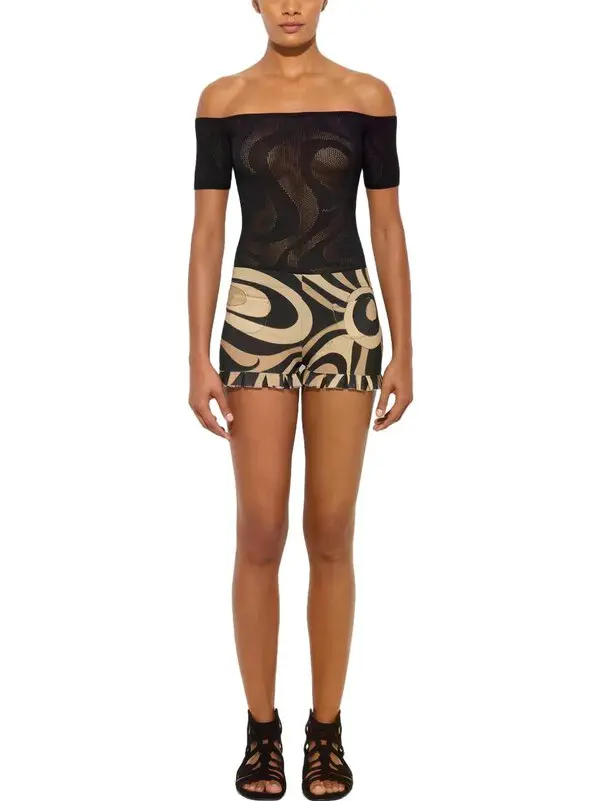 Emilio Pucci Marmo-print Stretch Mesh Shorts - Neutrals