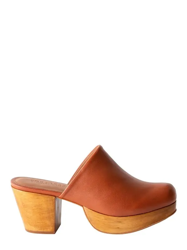 FORTRESS Ava Platform Clog In Whiskey Nappa - Brown