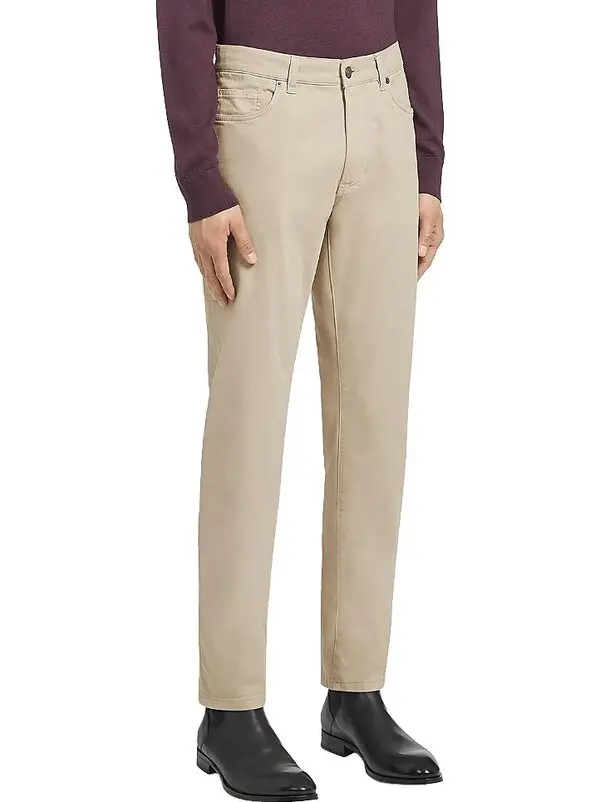 Zegna Gabardine City Slim Fit 5 Pocket Jeans - Light Beige