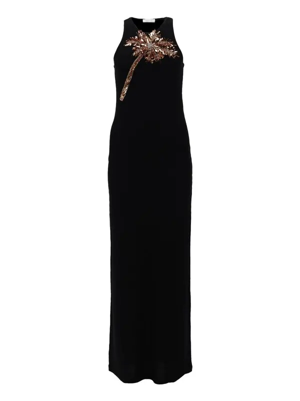Rabanne Sequin Palm Detail Gown - Black