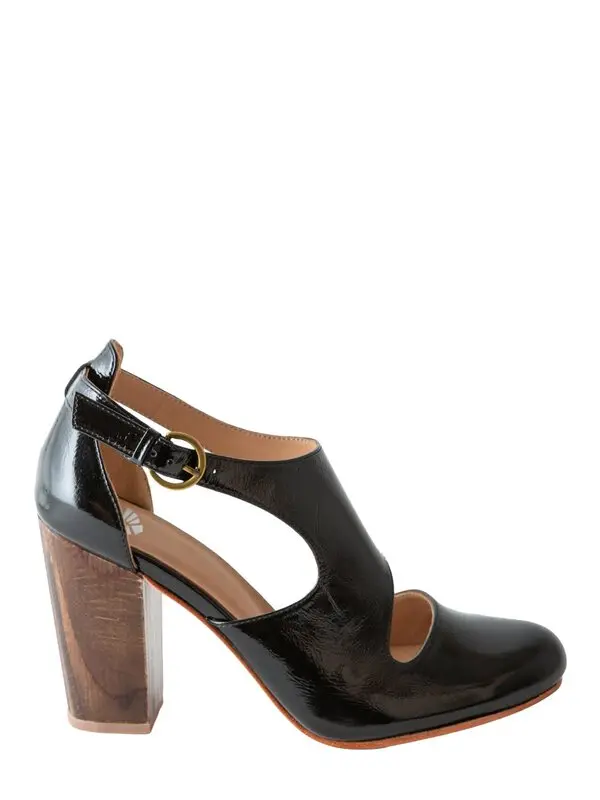 FORTRESS Luna Naya Crinkle Patent Block Heel - Black