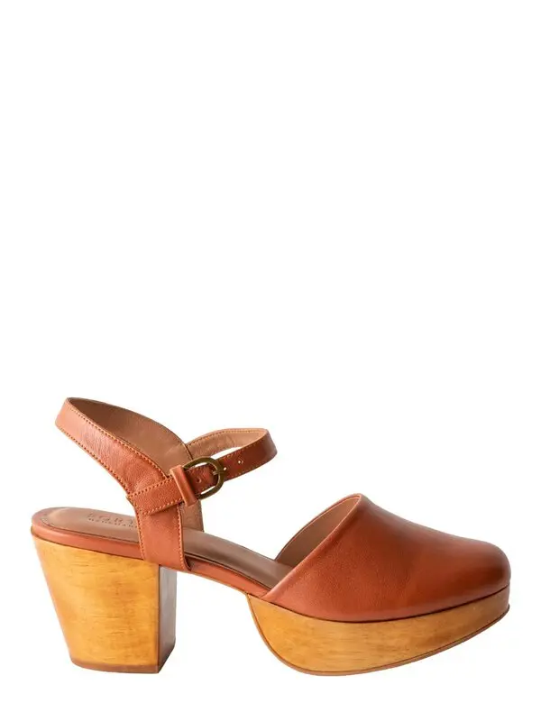 FORTRESS Willow Platform Clogs Whiskey Nappa - Brown