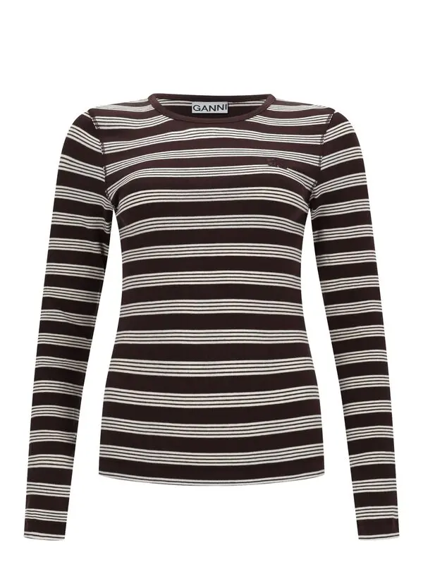GANNI Striped Long Sleeve Top - Multicolour
