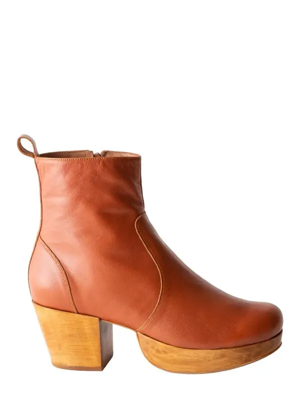 FORTRESS Charli Clog Boot In Whiskey Nappa Leather - Brown