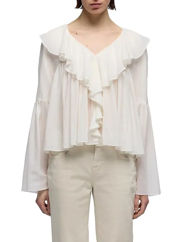 7 For All Mankind Flowy Long Sleeve Blouse - Silk Cotton