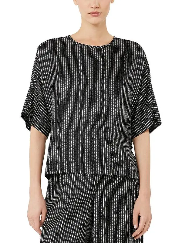 Max Mara Printed Silk Top - Black/white