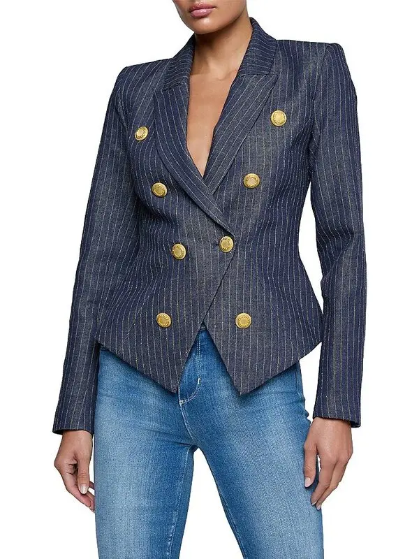 L'Agence Solar Structured Blazer - Dark Blue/nutmeg Stripe