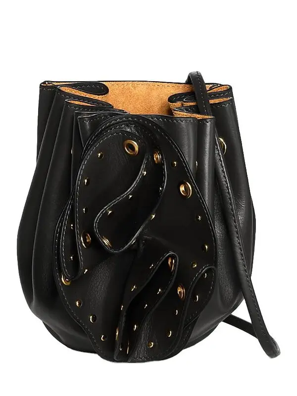 Farm Rio Studded Leather Flower Crossbody Bag - Charcoal
