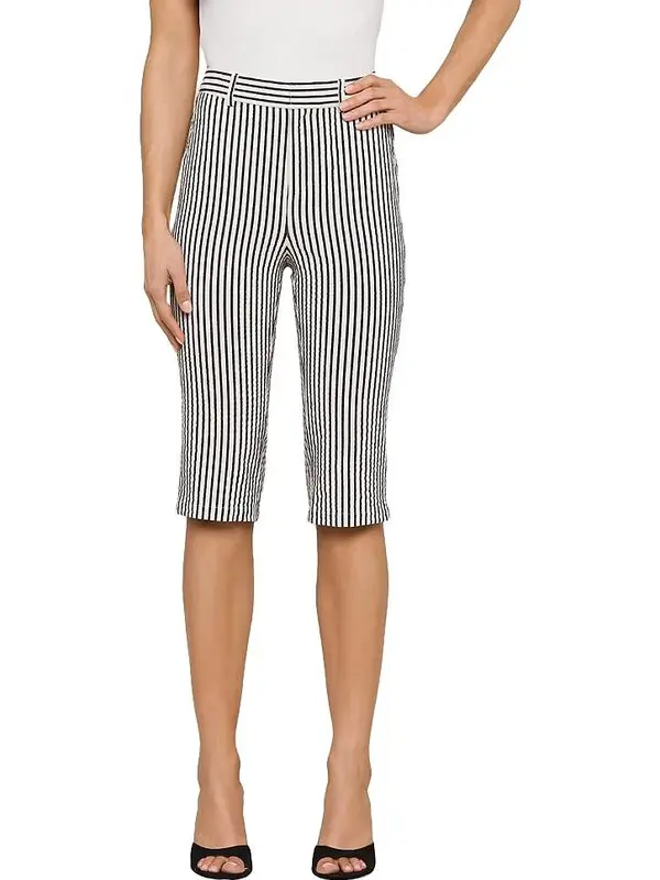 L'Agence Leni Pedal Pusher Pants - Ivory/midnight Stripe