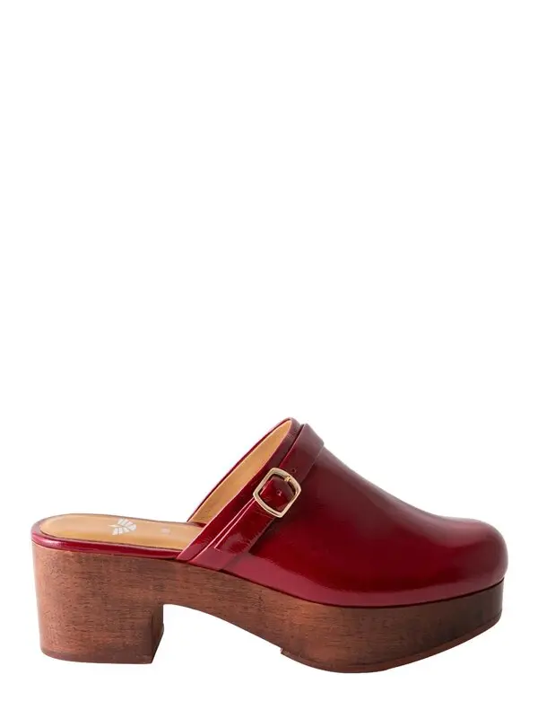FORTRESS Abby Platform Clog Cherry Crinkle Patent - Red
