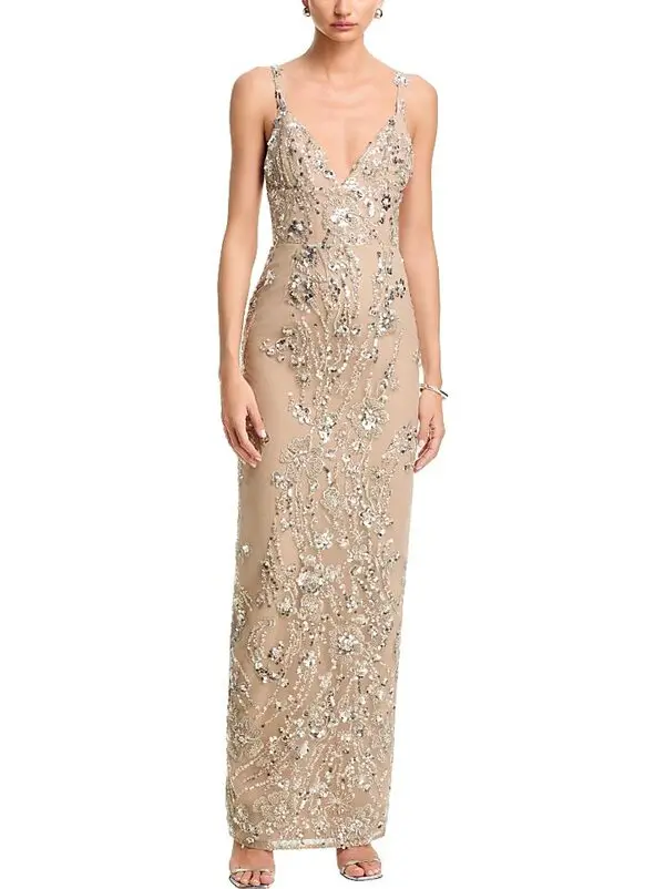 BRONX AND BRONCO Allegra Embellished Maxi Dress - Silver