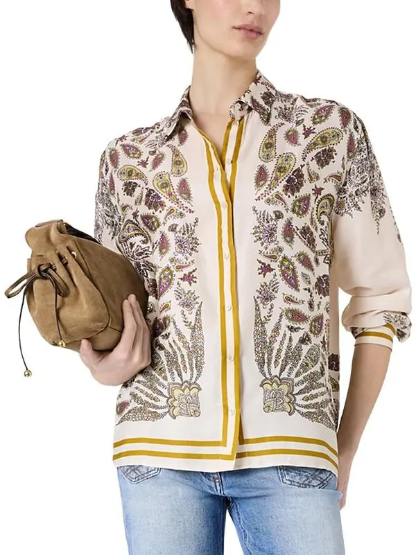 Gerard Darel Canna Mixed Print Viscose Blouse - Yellow