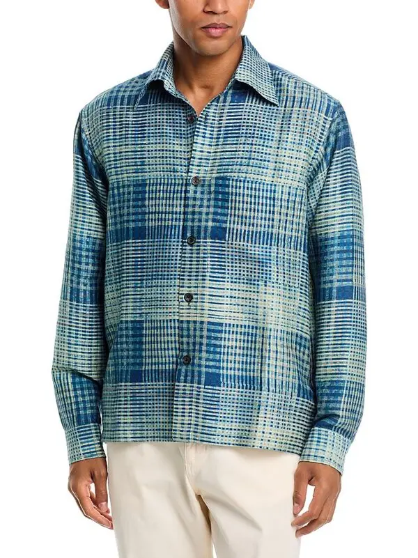 KARTIK RESEARCH Pataudi Silk Plaid Shirt - Blue
