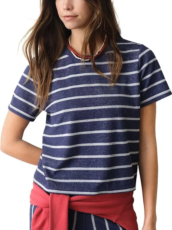 Marine Layer Beach Terry Crewneck Tee - Blue White