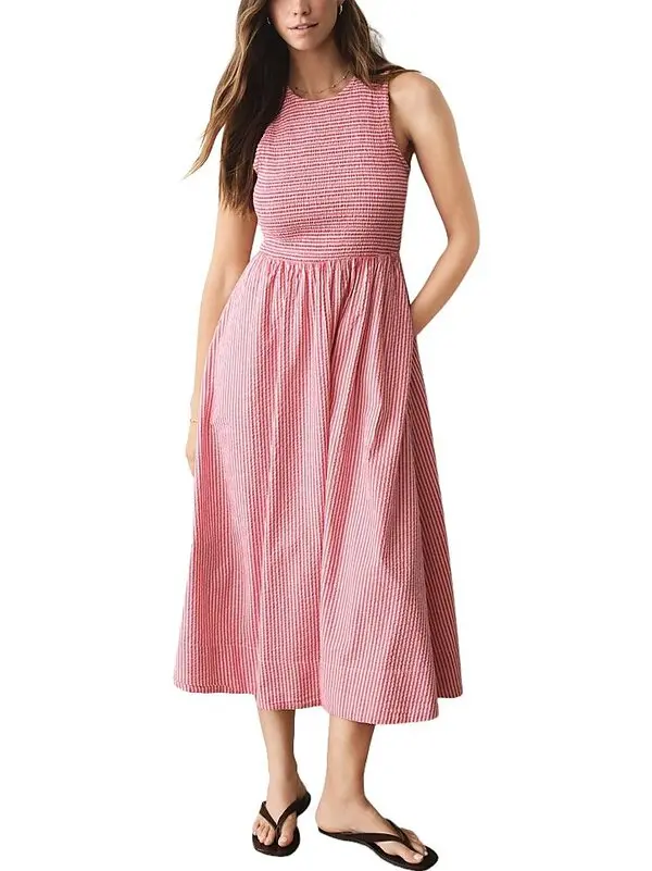 Marine Layer Darcy Seersucker Maxi Dress - Pink Stripe