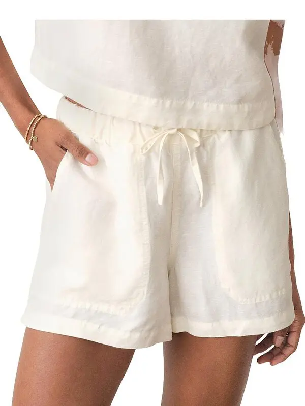 Marine Layer Linen Blend Drawstring Shorts - Antique White