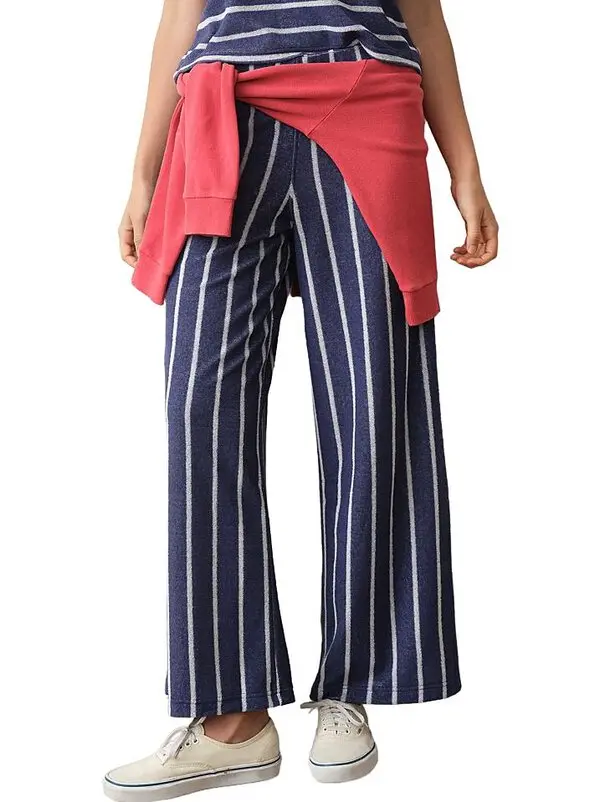 Marine Layer Beach Terry Wide Leg Pants - Blue White