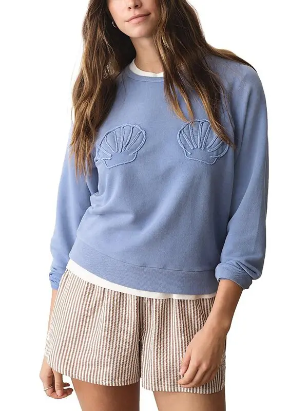 Marine Layer Embroidered Shell Terry Sweatshirt - Sky