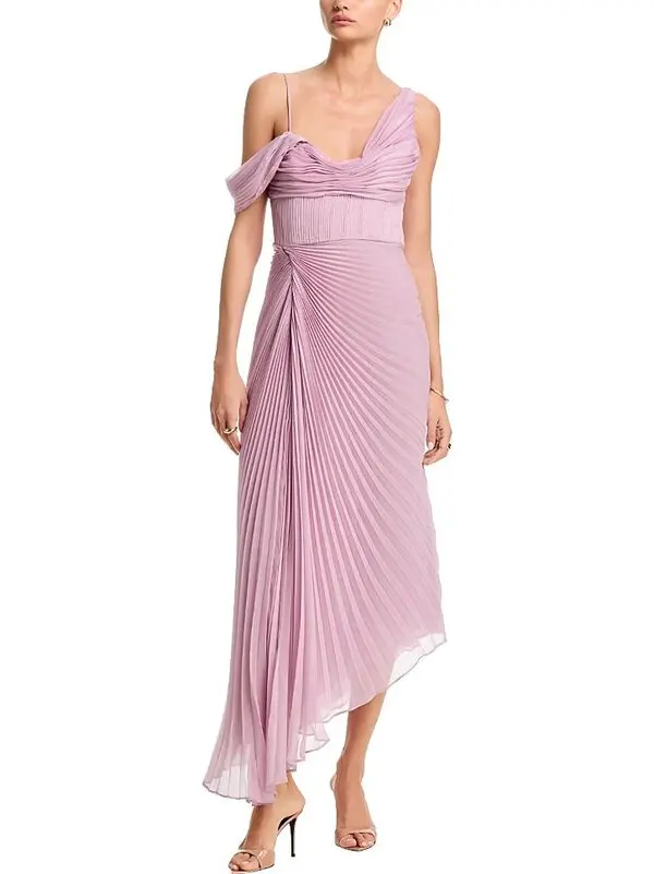 AMUR Joelle Pleated Drape Dress - Violet Isla