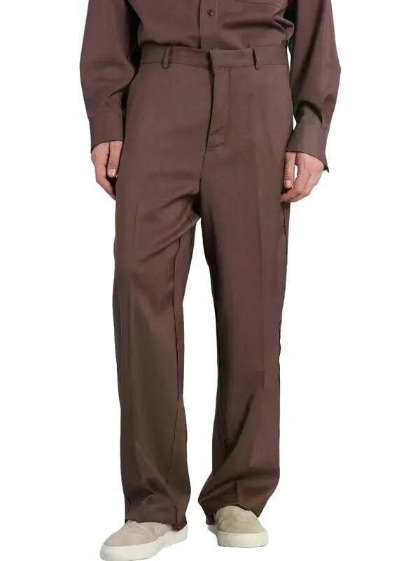 COSTUMEIN Allen Belt-loop Pressed-crease Trousers - Brown