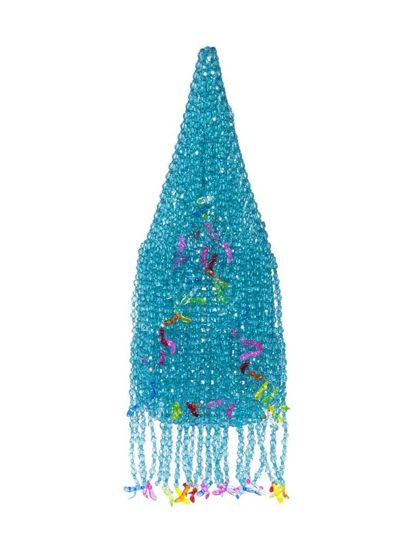 TILLIE BEADS Beaded Fringe Mini Bag - Blue