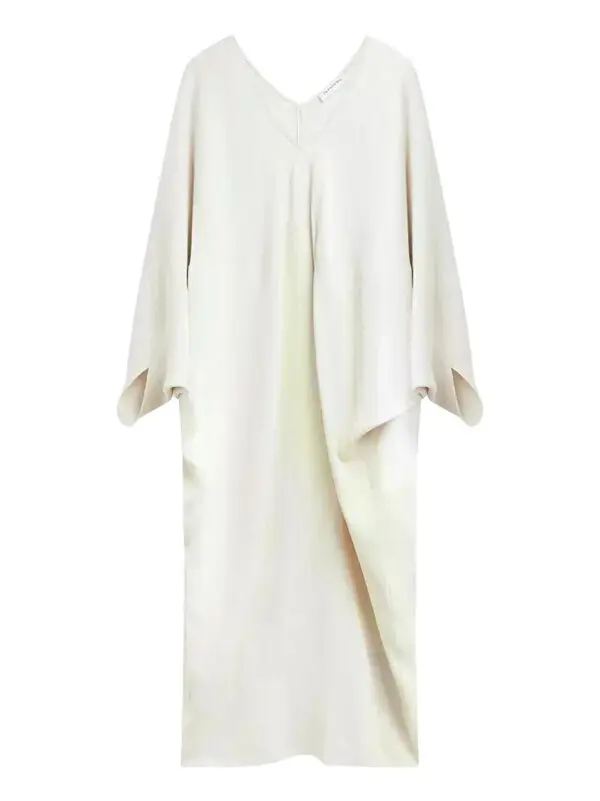 THE FRANKIE SHOP Draped V-neck Midi Dress - White