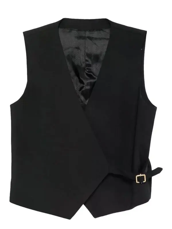 PT TORINO Buckled Wrap Waistcoat - Black