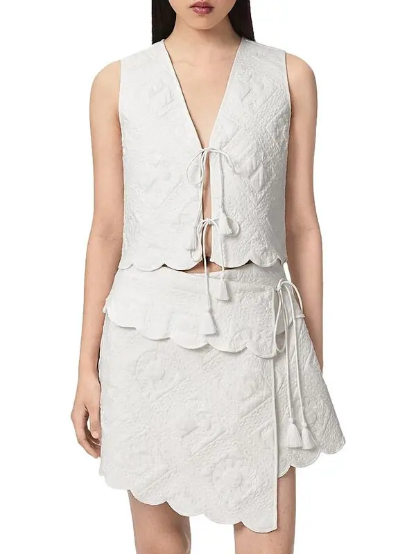 ALLSAINTS Mona Quilted Tie-front Vest - Chalk White