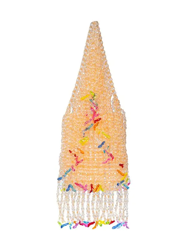 TILLIE BEADS Champagne Fringe Mini Bag - White