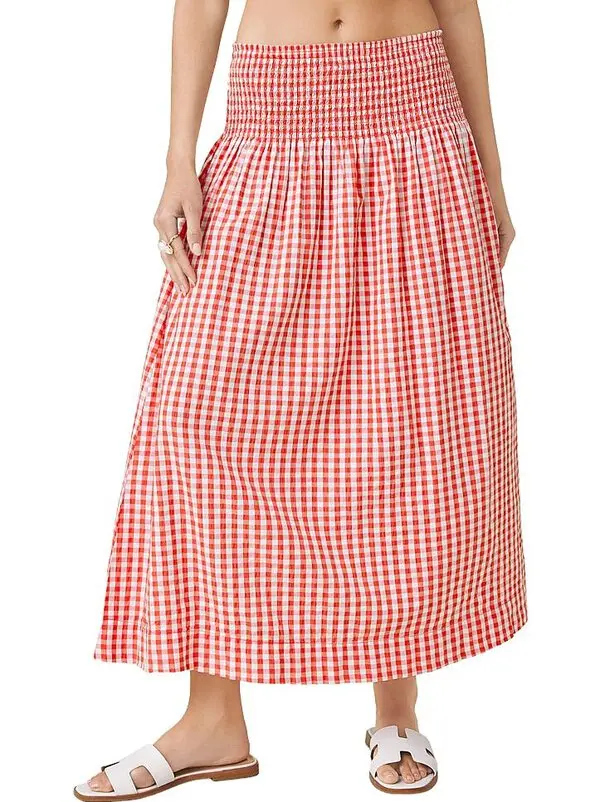 Splendid Gigi Gingham Midi Skirt - Firework/white