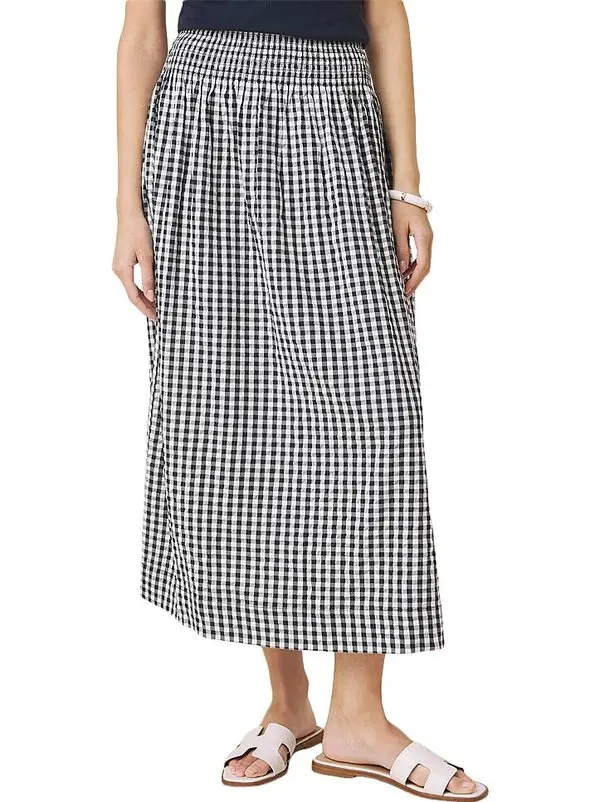 Splendid Gigi Gingham Midi Skirt - Navy/white