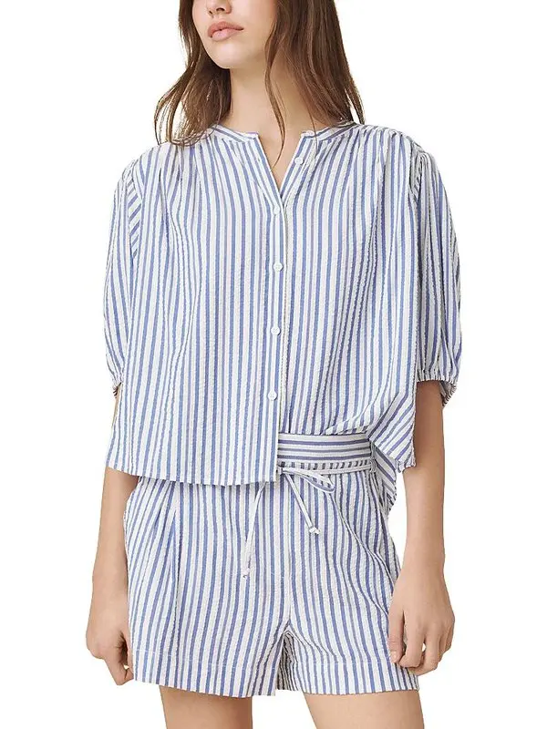Splendid Madelyn Striped Blouse - White/azure