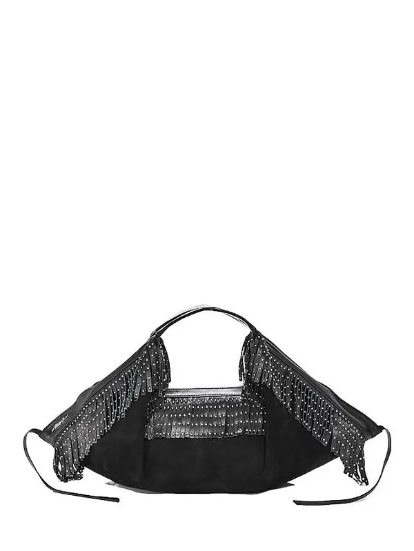3.1 Phillip Lim Suede Fringe Studded Shoulder Bag - Black