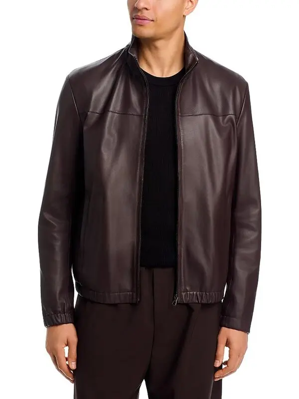 BOSS X Beckham Molta Leather Jacket - Medium Brown