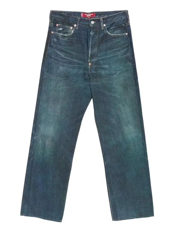Junya Watanabe Faded Effect Buckle Strap Jeans - Blue