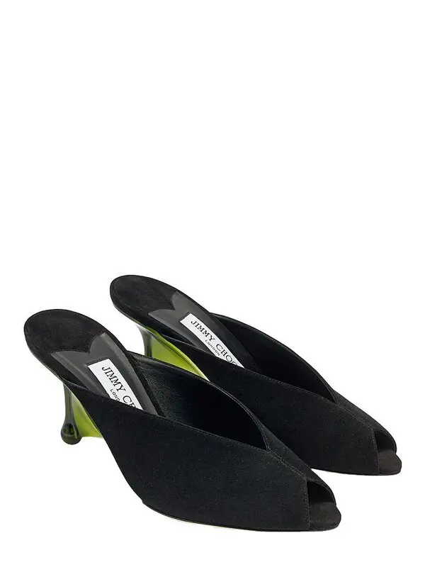 JIMMY CHOO Glace 80 Mules - Black/clover