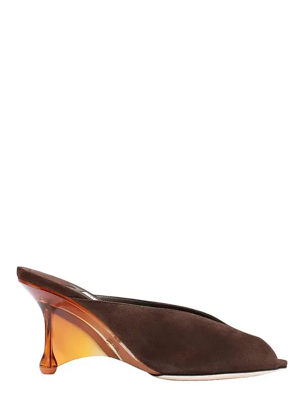 JIMMY CHOO Glace 80 Mules - Chocolate/amber