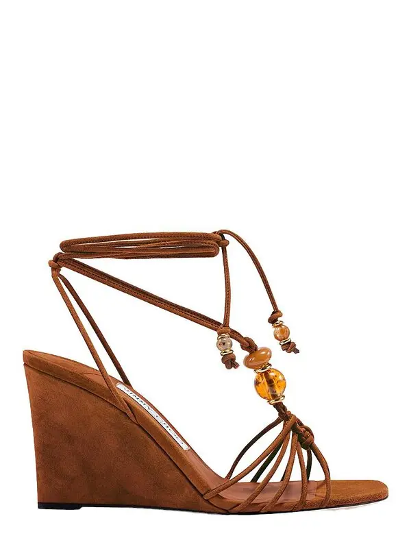 JIMMY CHOO Lova 85 Wedge Sandals - Tan Mix