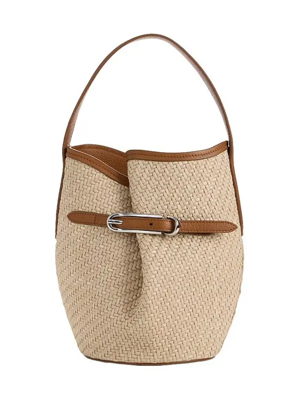 LIFFNER Belted Raffia Bucket Bag - Beige