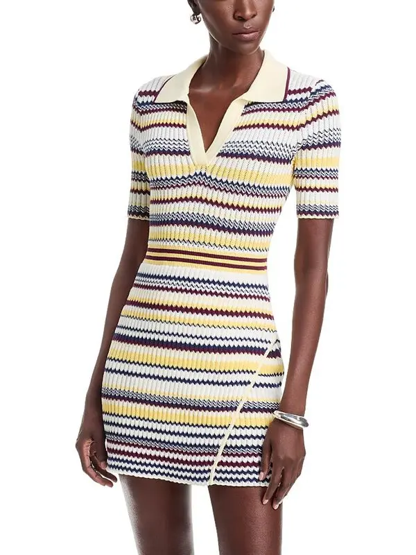 Simkhai Lira Ribbed Knit Polo Dress - Yolk Multi