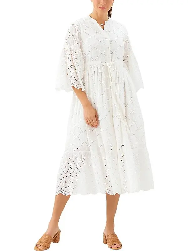 Karen Kane Tiered Midi Dress - Off White