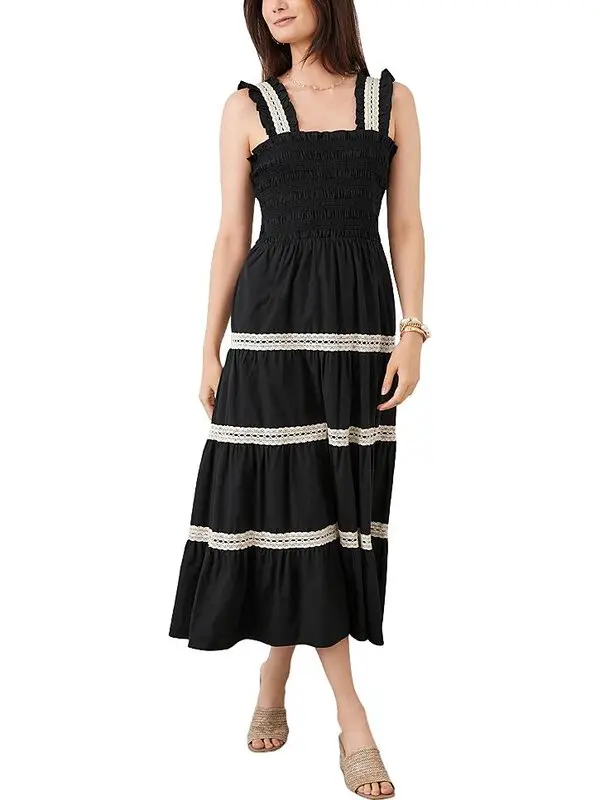 Karen Kane Tiered Midi Dress - Black/natural