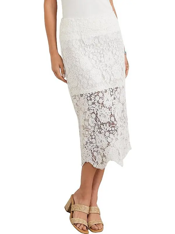 Karen Kane Lace Midi Pencil Skirt - Off White