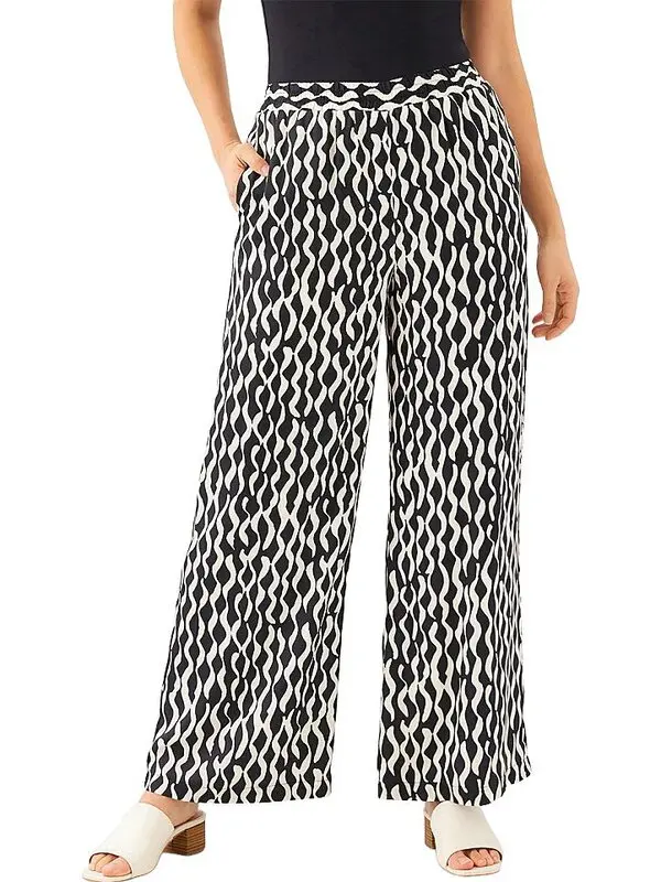 Karen Kane Printed Satin Wide Leg Pants - Print