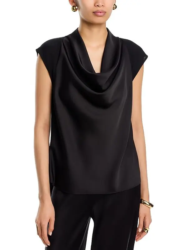 Donna Karan New York Cowl Neck Top - Black