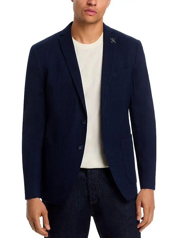 John Varvatos Slim Fit Varick Herringbone Jersey Sport Coat - Navy