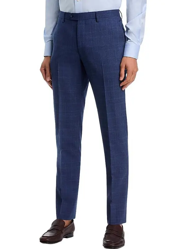 John Varvatos Slim Fit Tonal Plaid Suit Pants - Blue