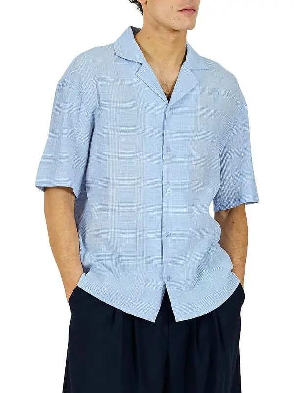 KROST Camp Collar Micro Plaid Bowling Shirt - Omphalodes