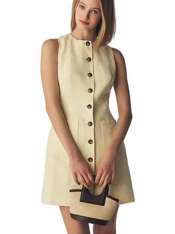 ALIGNE Leah Linen Sleeveless Mini Dress - Butter Yellow